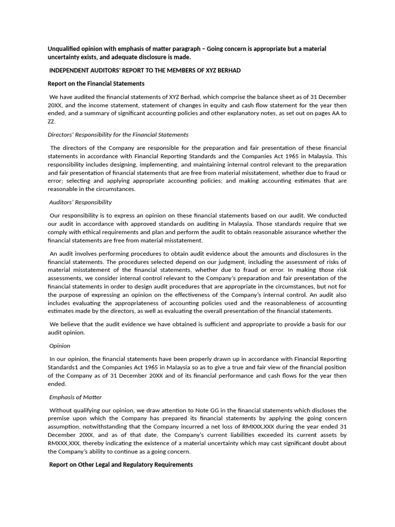 Unqualified Opinion | PDF | Audit | Internal Control