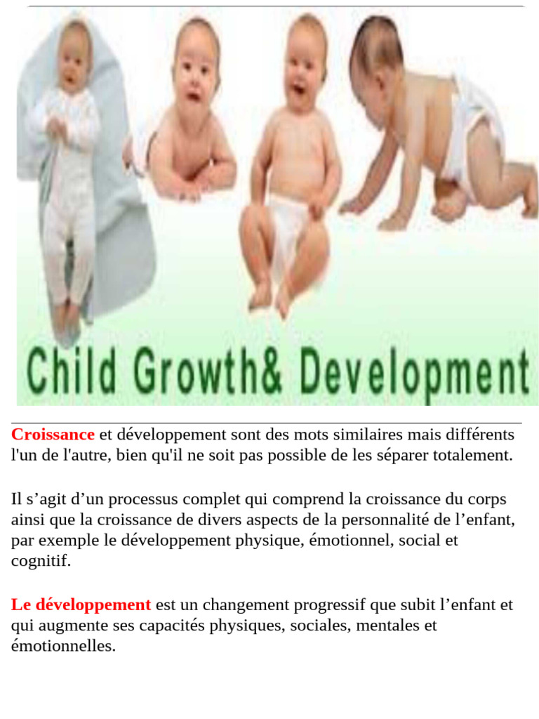 Différences entre croissance et développement | PDF | Adolescence | Adultes