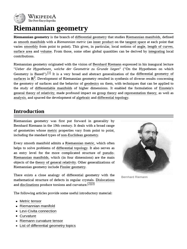 Riemannian_geometry | PDF | Differential Geometry | Manifold