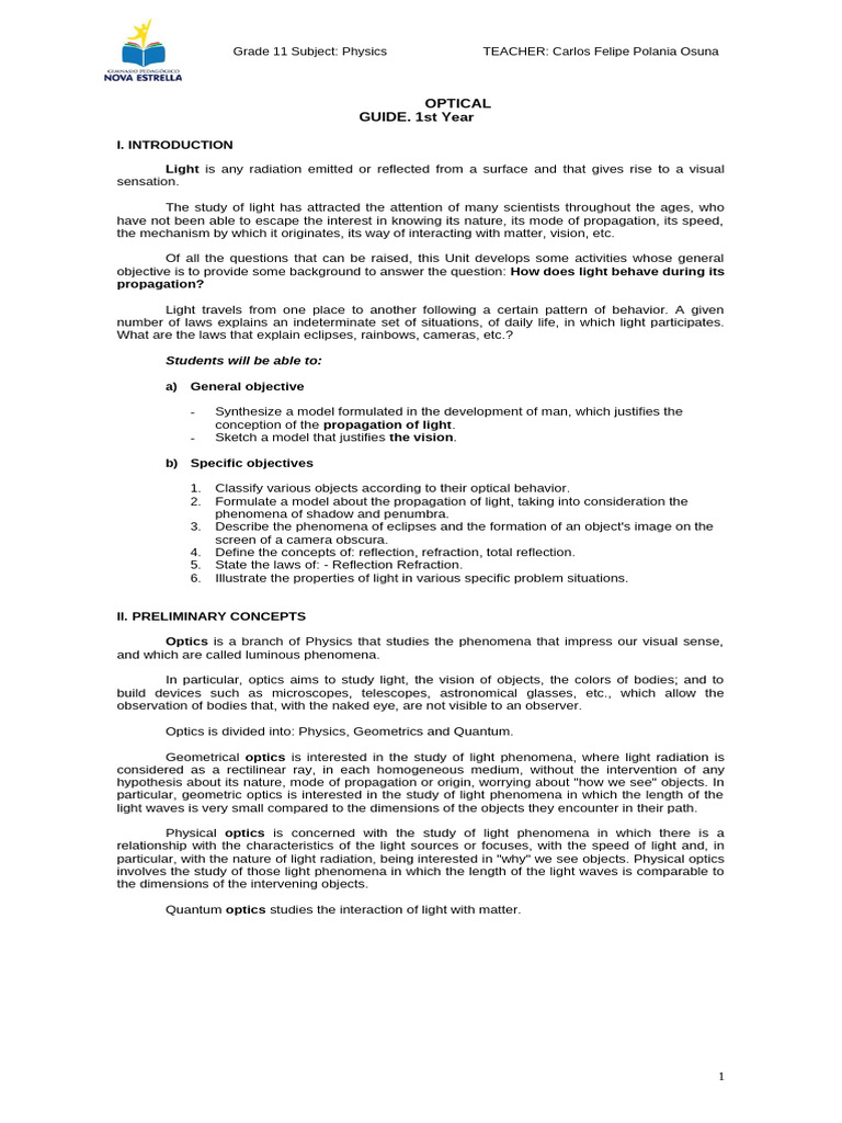 Understanding Light: Optics Guide for Students | PDF | Optics | Light