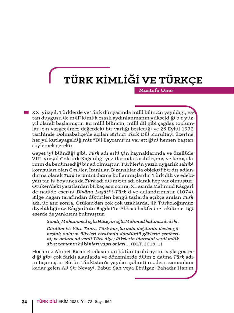 Mustafa Oner - OZEL - TURK KIMLIGI VE TURKCE - 7 | PDF