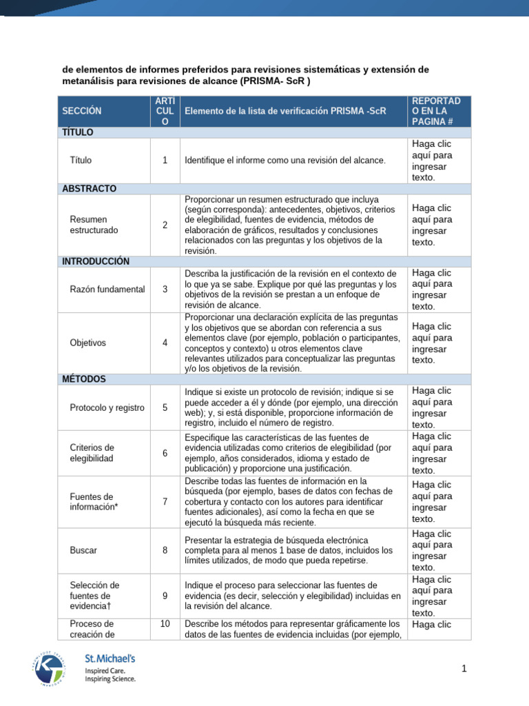 PRISMA SCR Fillable Checklist - 10sept2019 | PDF