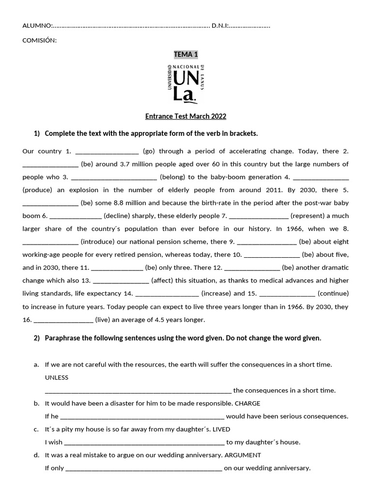 2022ADMITTANCE EXAM T1 | PDF