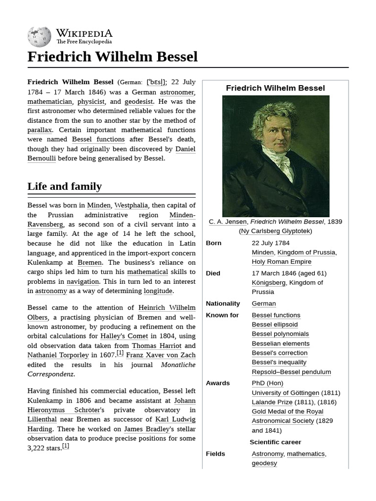 Friedrich_Wilhelm_Bessel | PDF | Astronomy