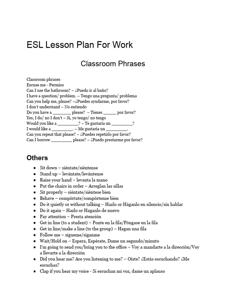 ESL Classroom Communication Guide | PDF | Linguistic Typology | Linguistics