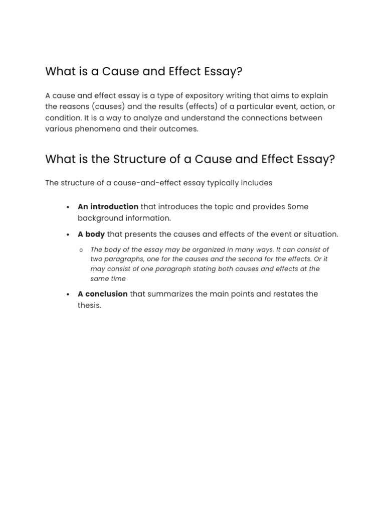 What Is A Cause and Effect Essay | PDF | Essays | Social Psychology