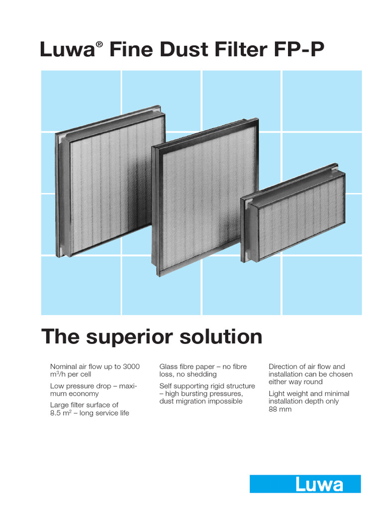 Luwa Fine Dust Filter FP-P | PDF | Materials | Applied And ...