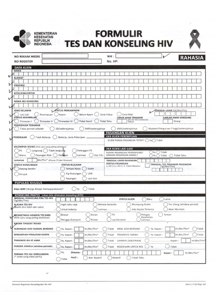 PRINT Formulir HIV, Hepatitis B, Dan Sifilis Bagi Catin | PDF
