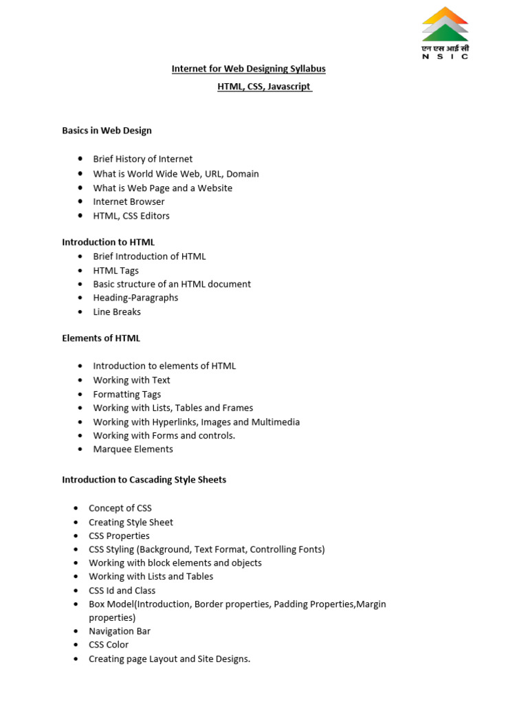 Web-Designing Syllabus Bedes | PDF