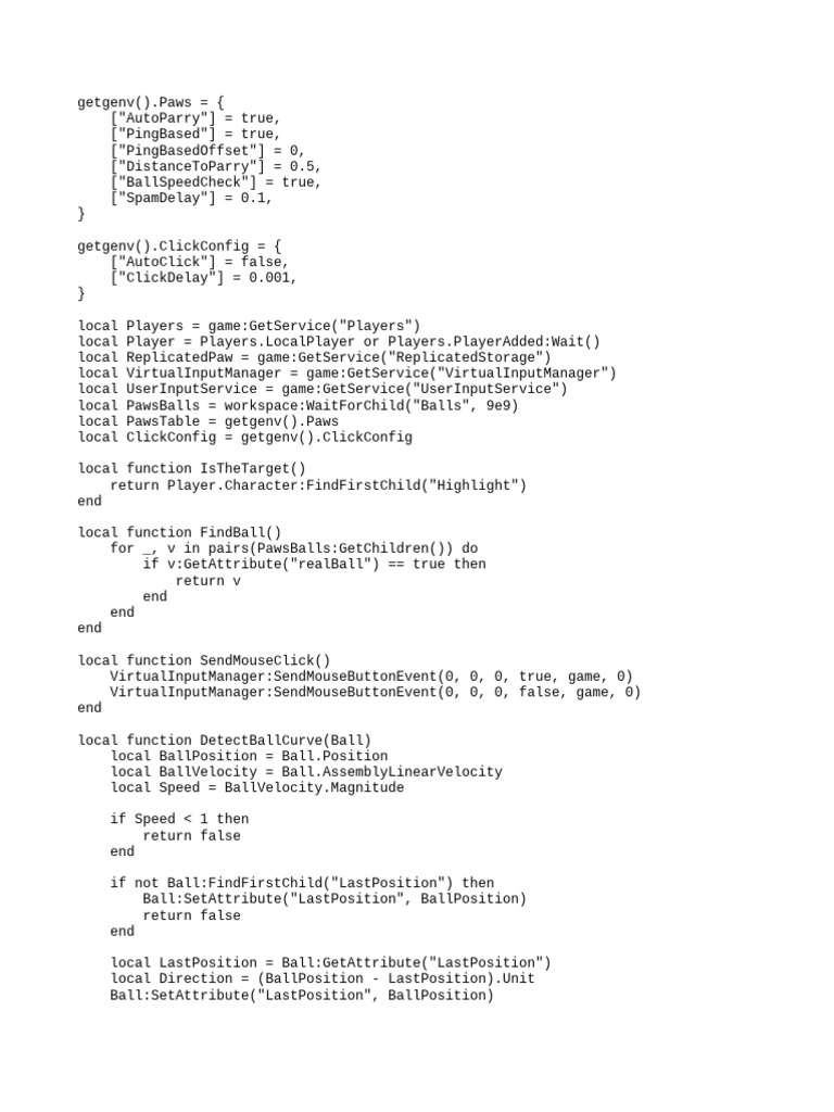 Roblox Auto Parry & Click Script | PDF
