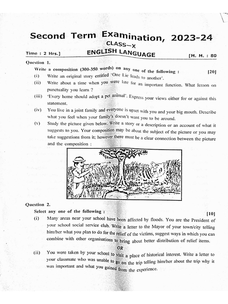 Previous Year Question Paper - Pre Boards (Second Term) | PDF