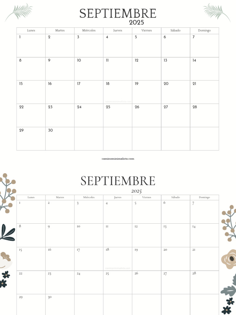 Calendario Septiembre 2025 | PDF