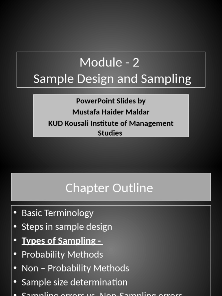 Module - 2 Sample Design and Sampling-1 | PDF | Sampling (Statistics ...