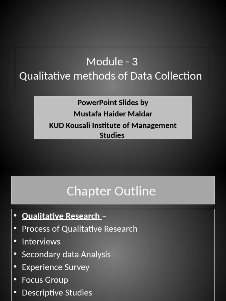 Module - 3 Qualitative Methods of Data Collection-2 | PDF | Qualitative Research | Focus Group