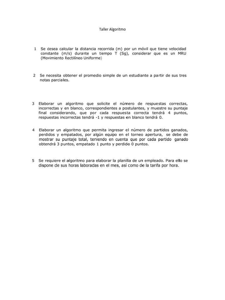 Taller Algoritmo | PDF
