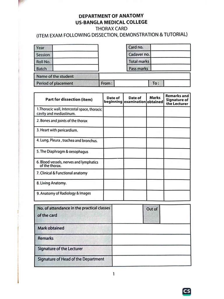 Anatomy-Histology Item Card | PDF