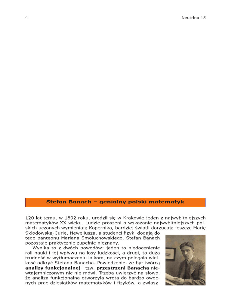 Golab-Meyer Stefan Banach Genialny Polski Matematyk 2011 | PDF
