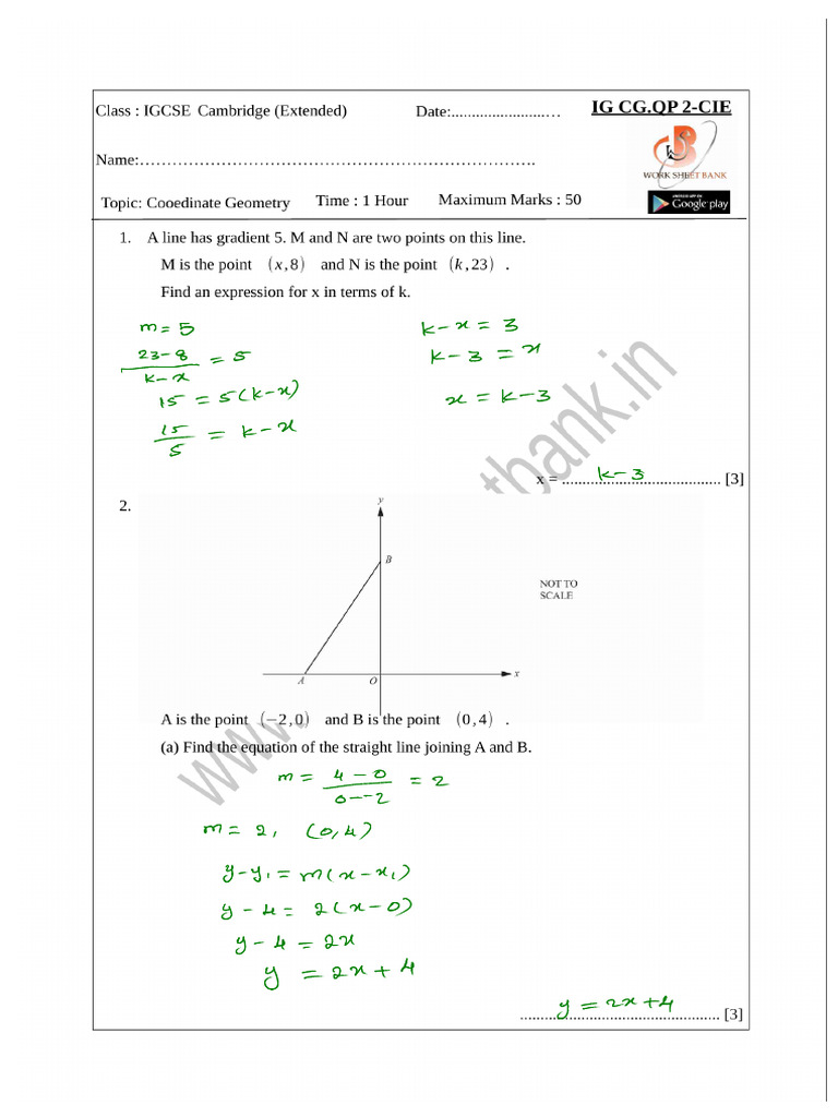 Co Ordinate Geometry SOL WB - QP-2 | PDF