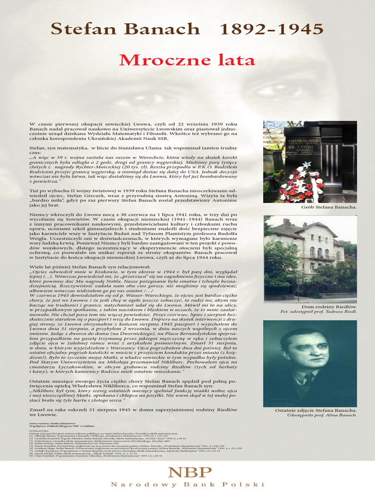 Stefan Banach Mroczne Lata | PDF
