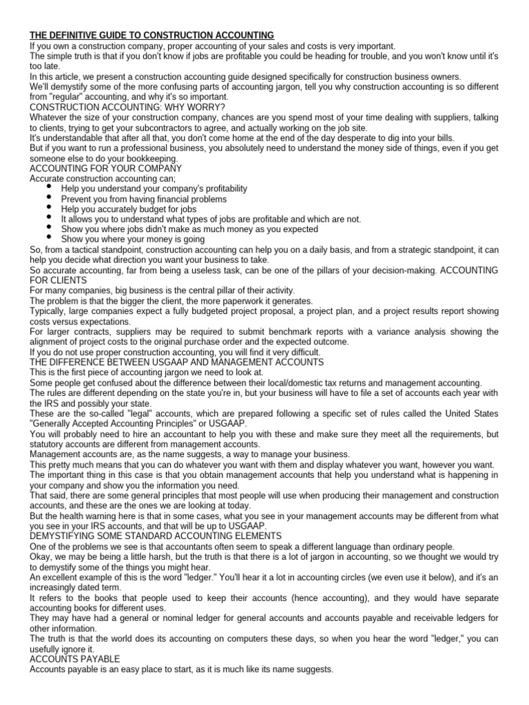 Construction Accounting | PDF | Debits And Credits | Expense