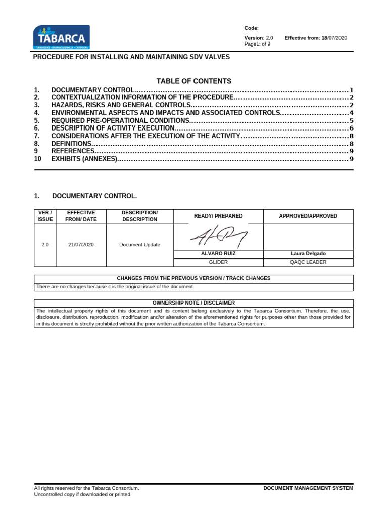 ST2 - Procedure For Installation and Maintenance of SDV Valves | PDF ...