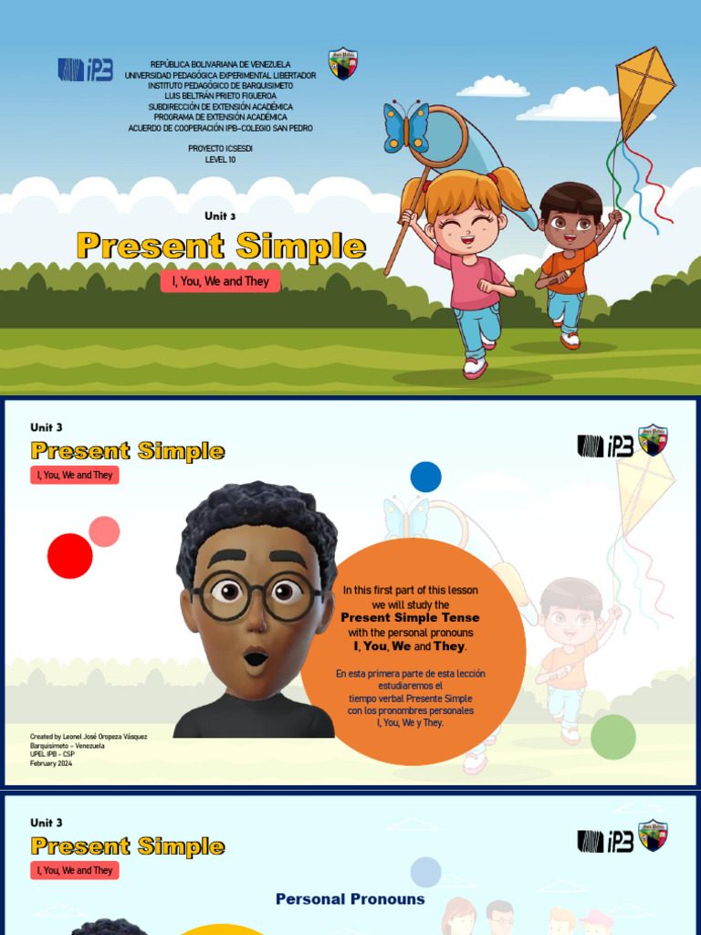 Unit 3 - Present Simple (1) - I, You, We and They | PDF | Linguistic Morphology | Syntax