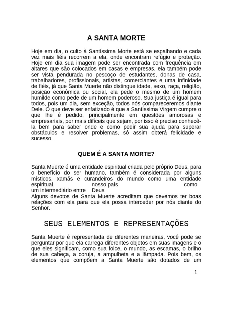 O Culto à Santa Morte e Seus Elementos | PDF | Oração | Morte