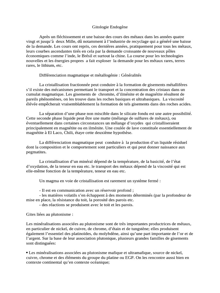 Gisements de Chromite et Plutonisme | PDF | Platine | Métaux