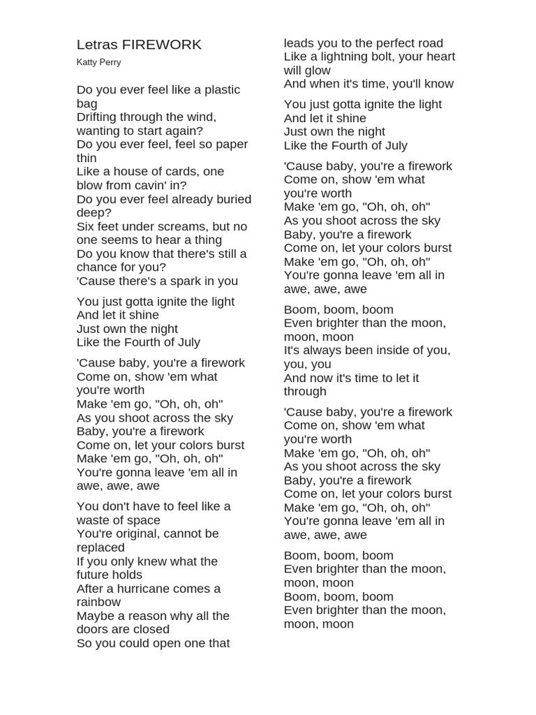 Letras Firework | PDF