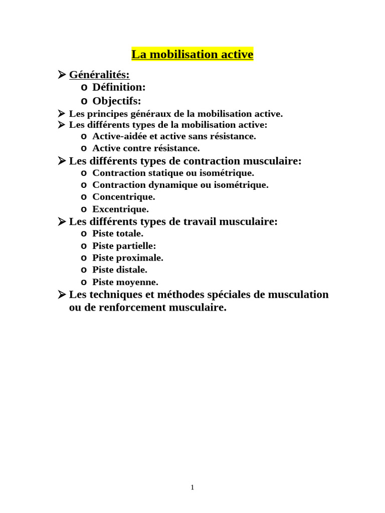 Mobilisation Active : Techniques et Types | PDF | Muscle | Musculation