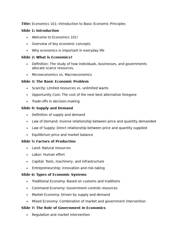 Economics 101: Key Concepts Explained | PDF