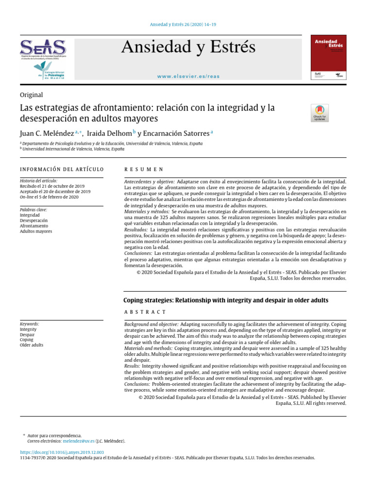 Estrategias de afrontamiento en mayores | PDF | Las emociones | Adultos