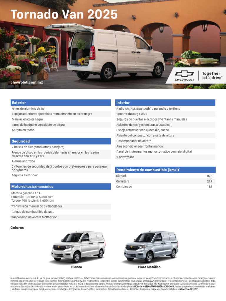 Chevrolet Tornado Van Cargo Ls 2025 07 Ene 2025 Pdf Fabricantes De