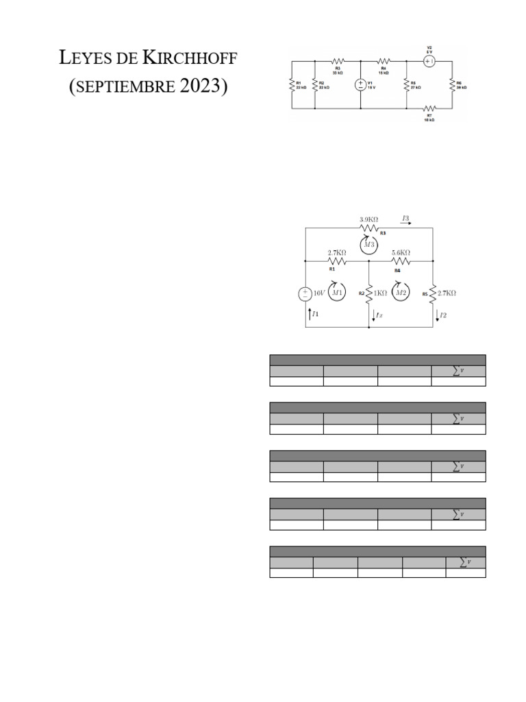 Leyes de Kirchhoff - Practica3 - Circuitos1 | PDF | Red eléctrica | Resistencia Eléctrica y ...