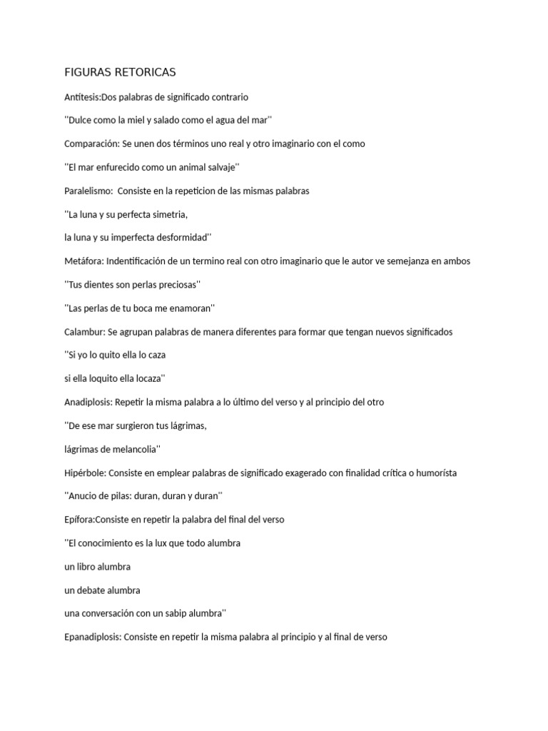 Figuras Retóricas: Ejemplos y Definiciones | PDF