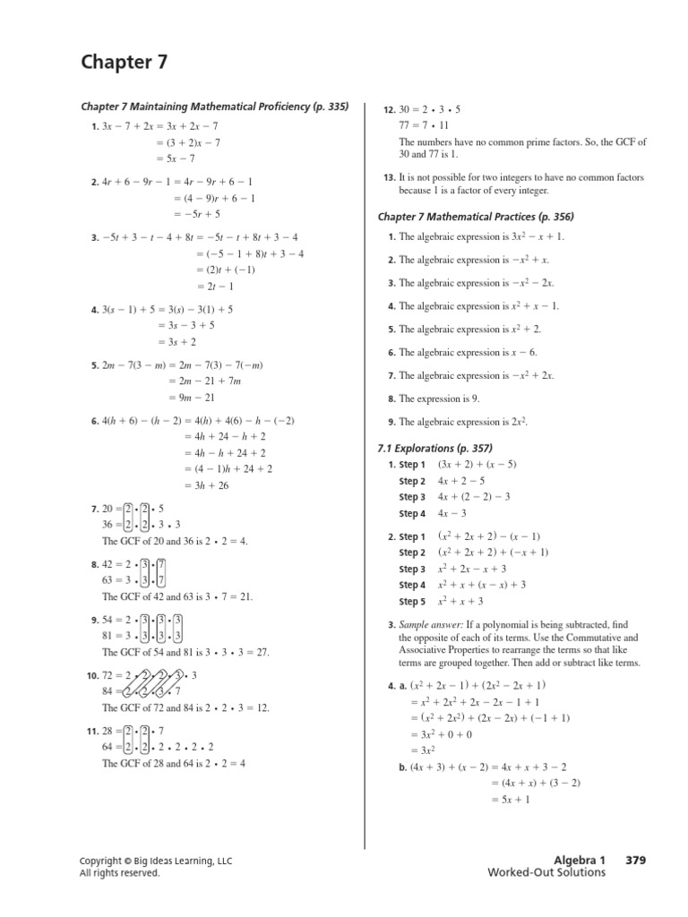 Algebra Ch.7 (Gr.7 8) AnswerKey | PDF | Polynomial | Numerical Analysis