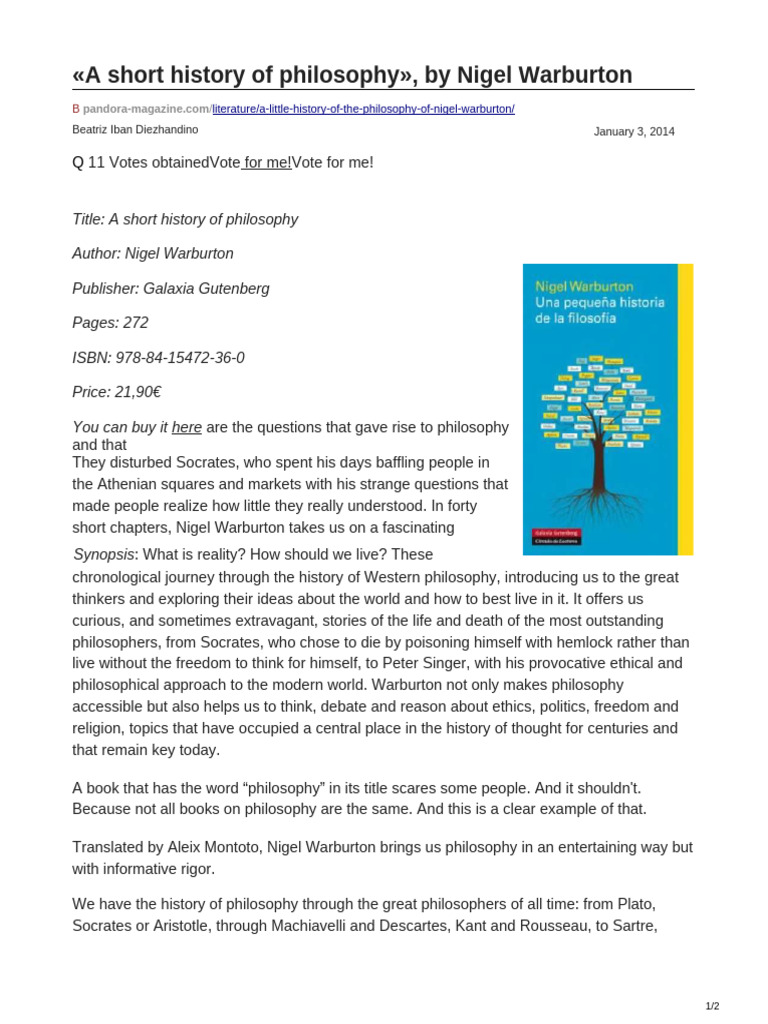 A Brief History of Philosophy by Nigel Warburton | PDF | Socrates ...