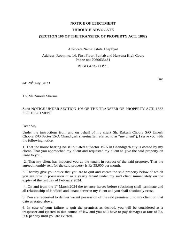 Task 4 - Notice of Ejectment | PDF