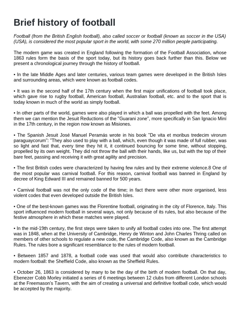 Brief History of Football | PDF | Forward (Association Football ...