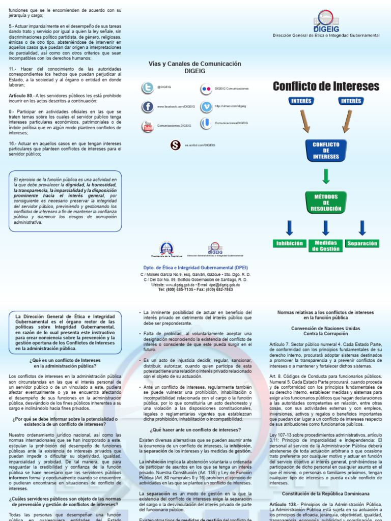 Brochure Conflicto Intereses 2014 | PDF | Administración Pública | Gobierno