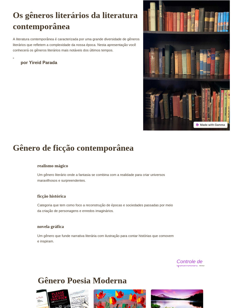 Os Gêneros Literários Da Literatura Contemporânea | PDF | Fantasia ...