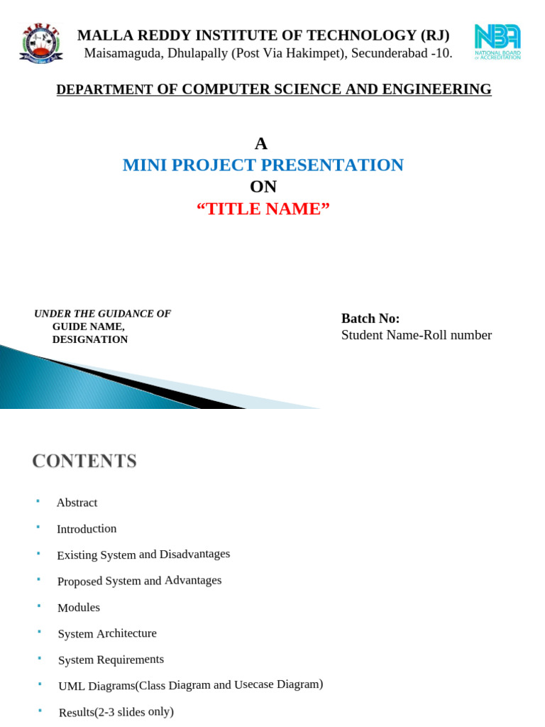 IV YEAR_MINI PROJECT_FINAL REVIEW PPT SAMPLE FORMAT | PDF | Data | Computer Science