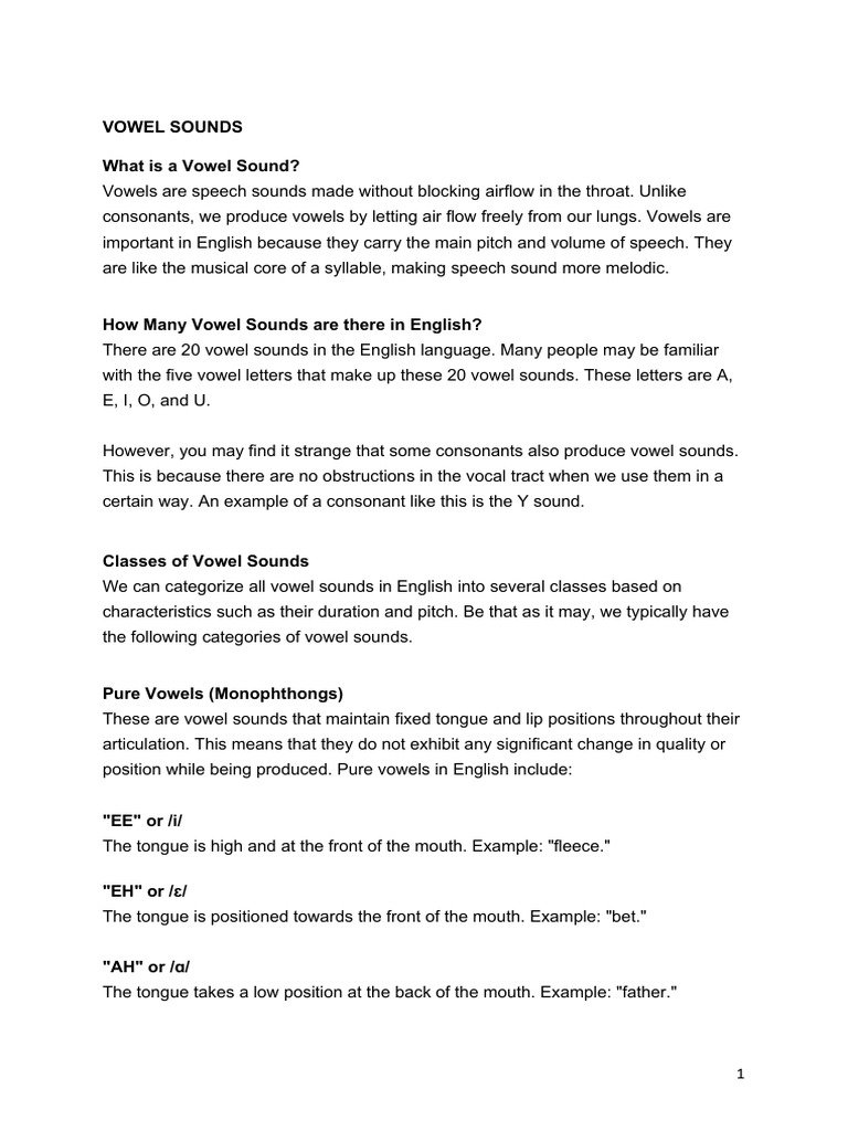 Vowel Sounds | PDF | Vowel | Phonology
