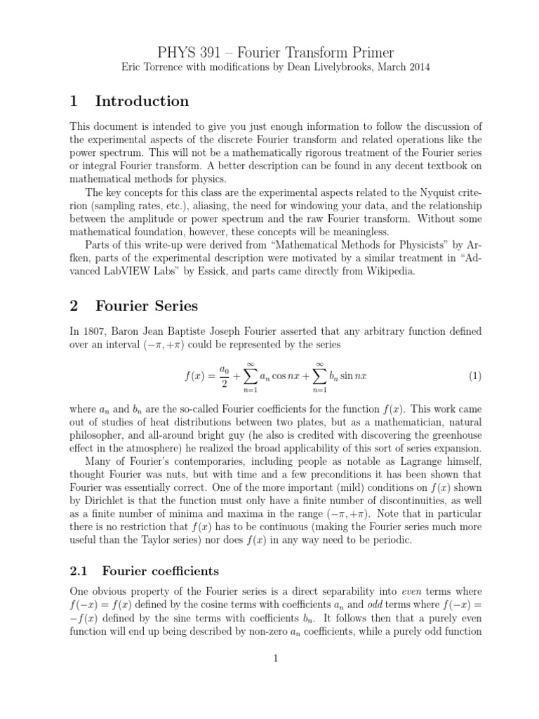 Fourier Transform Basics Guide | PDF | Sampling (Signal Processing) | Fast Fourier Transform