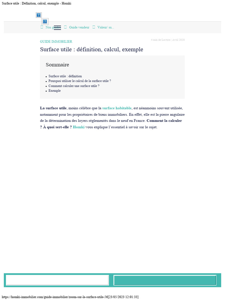 Surface Utile : Définition et Calcul | PDF | Logement