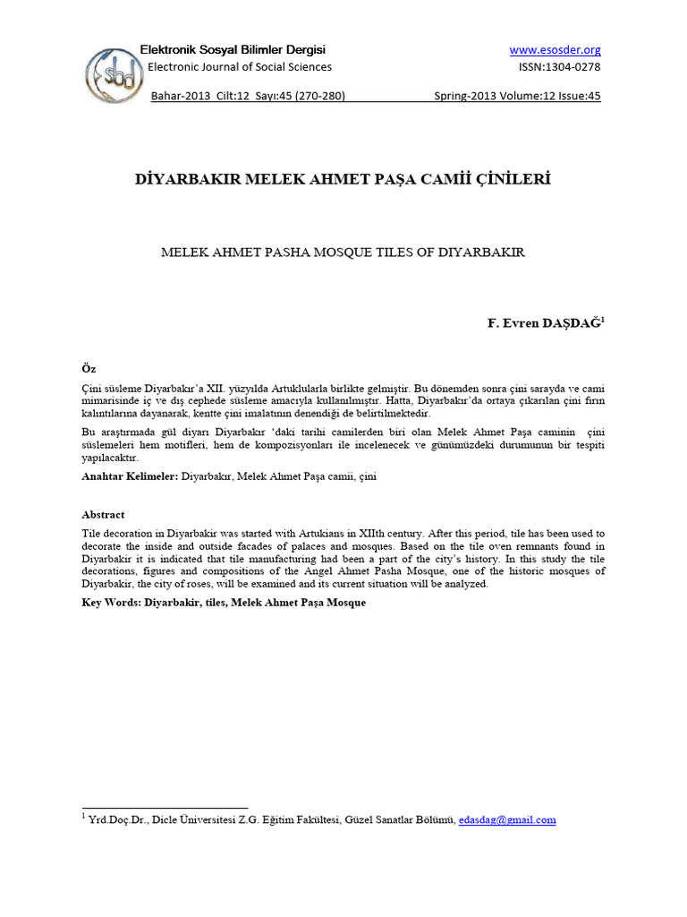 D - Yarbakir Melek Ahmet Pa - A Cam - N - Ler - (#82795) - 70470 | PDF