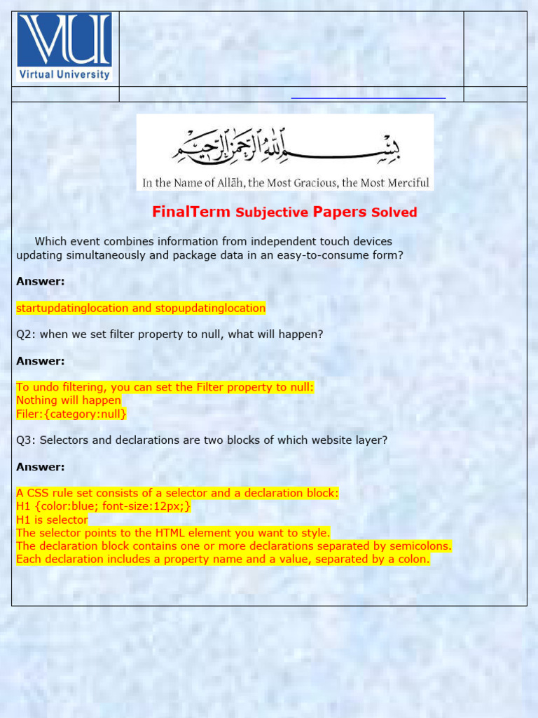 CS411 Visual Programming Exam Solutions | PDF | World Wide Web | Internet & Web