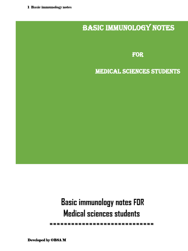 Basic Immunology Notes for Students | PDF | Immune System | Innate ...