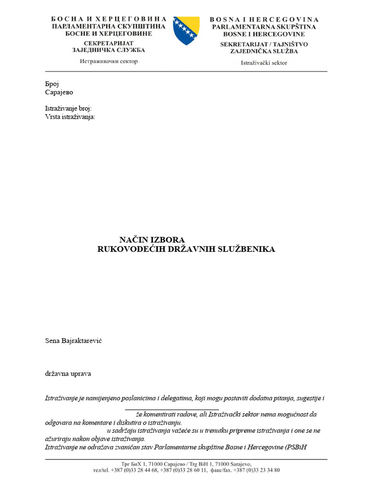Nacin Imenovanja Rukovodecih Drzavnih Sluzbenika | PDF