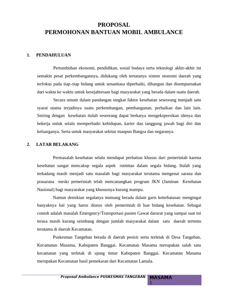 Proposal Permohonan Ambulance Ke Bupati Banggai | PDF
